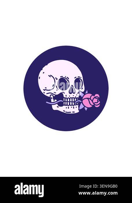 sales flash animation of an iconic tattoo style drawing of a skull and ...