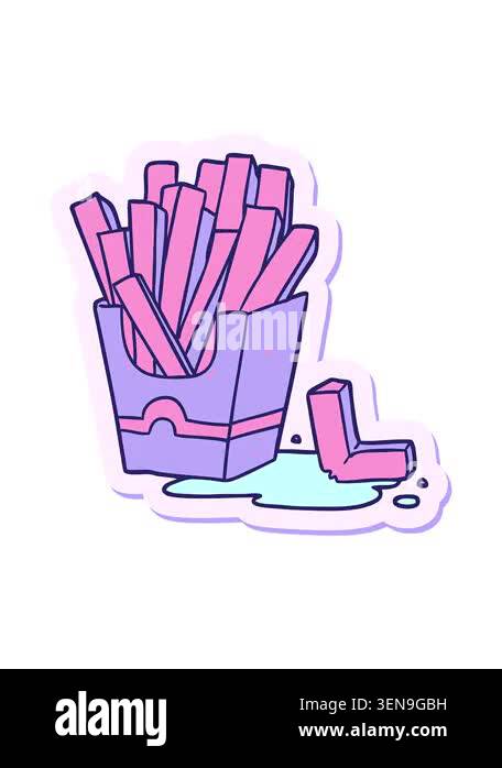 shaking motion animation of sticker of a cartoon fries Stock Video ...