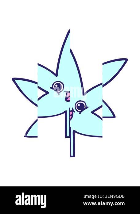 splitting motion animation of cute cartoon of a autumnal leaf Stock ...