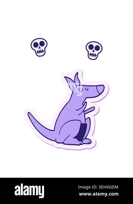 spinning skulls animation of sticker of a cartoon kangaroo Stock Video ...