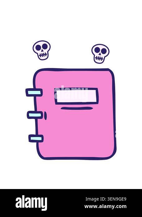 spinning skulls animation of cartoon of a note book design Stock Video ...