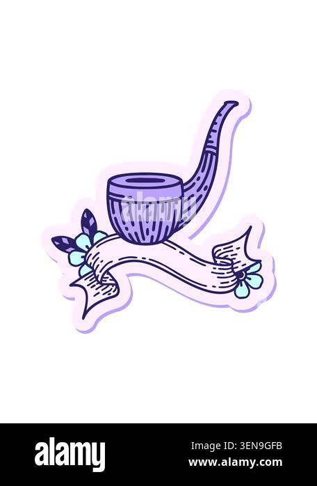 shine light effect animation of tattoo style sticker with banner of a ...