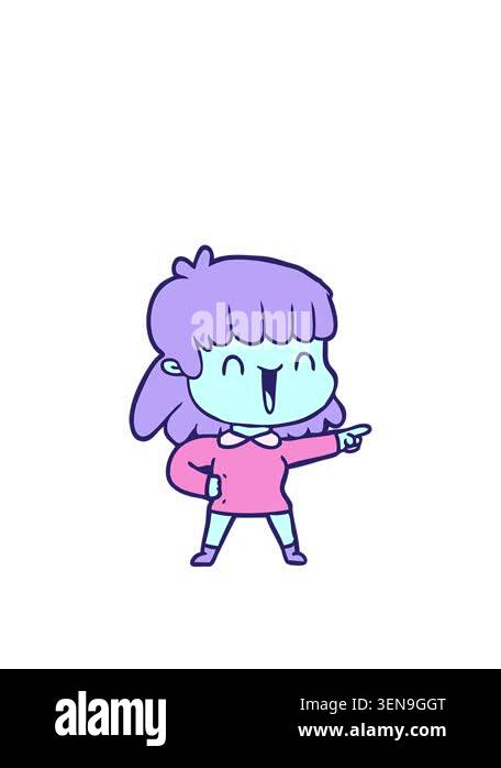 stretching up animation of cartoon woman neon color drawing Stock Video ...