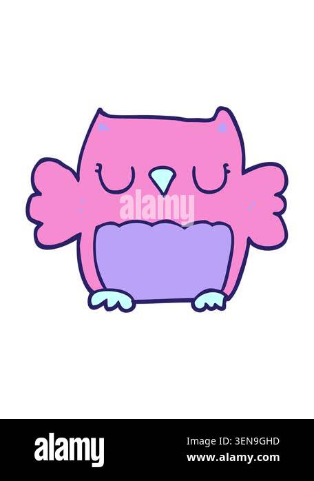 jiggle and pause animation of cute cartoon owl Stock Video Footage - Alamy