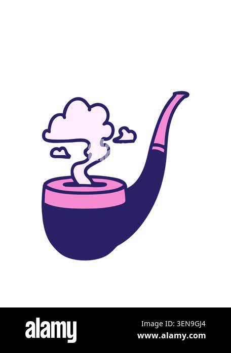stretching up animation of tattoo in traditional style of smokers pipe ...