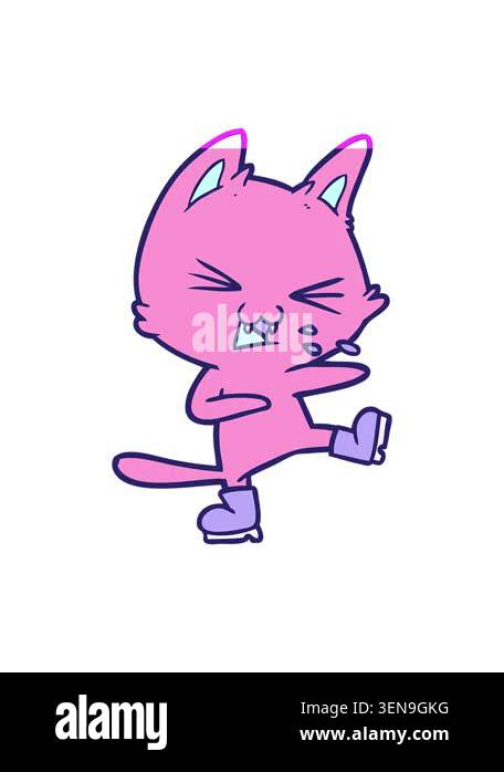 power up animation of cartoon cat hissing wearing big boots Stock Video ...
