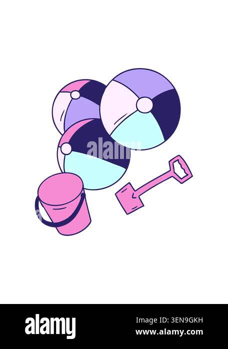 attention grabbing animation of cartoon doodle beach balls with a ...