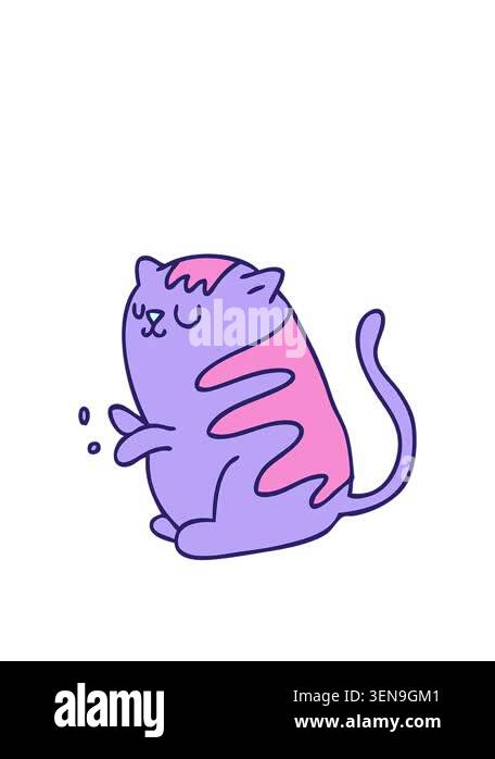 stretching up animation of hand drawing of a cartoon cat Stock Video ...
