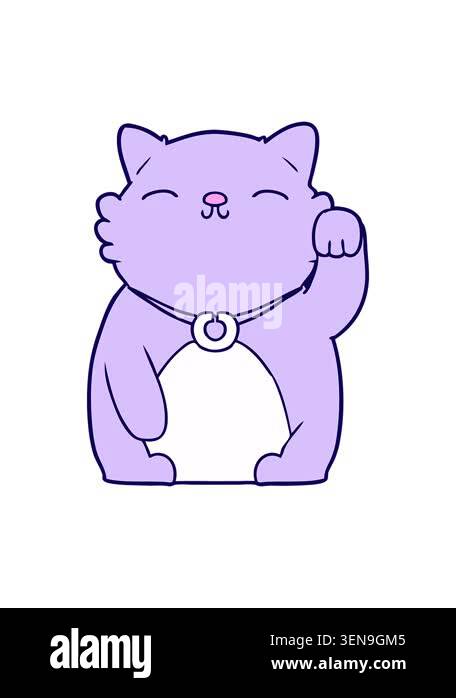 neon light effect animation of cartoon cat waving Stock Video Footage ...