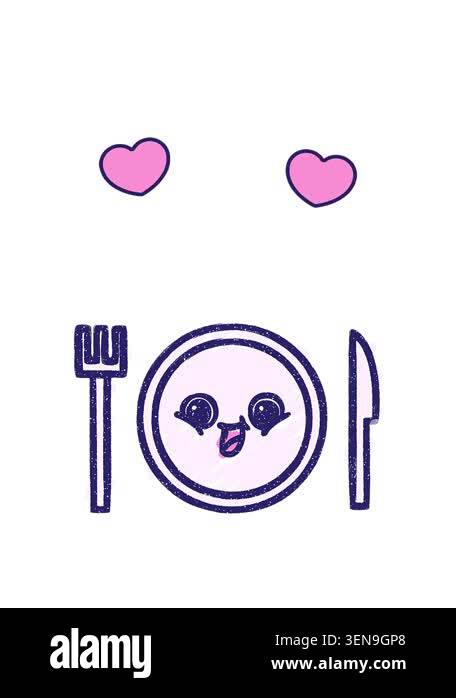 spinning hearts animation of Dinner Set Chalk Drawing Stock Video ...