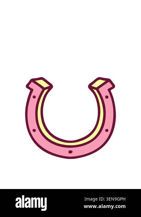 rise and float animation of iconic tattoo style image of a horse shoe ...
