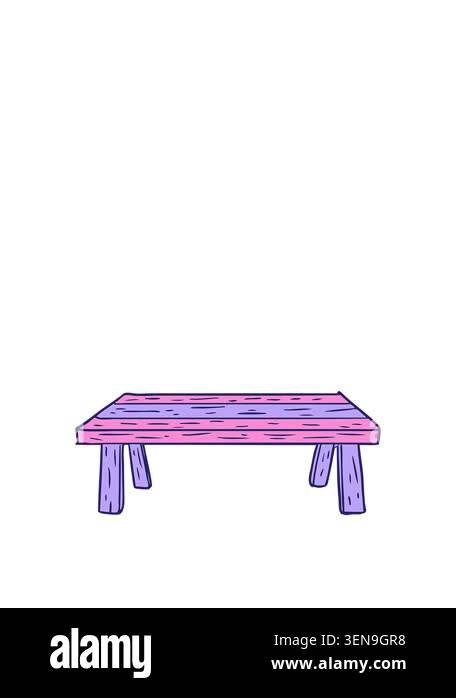 stretching up animation of cartoon wooden table Stock Video Footage - Alamy