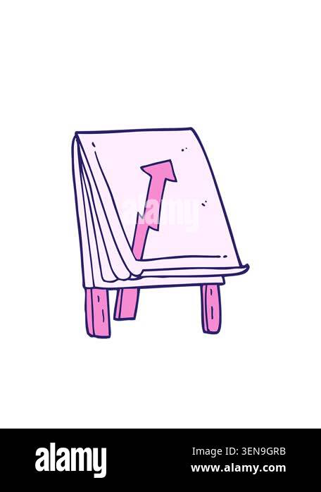 Vertical video showing animated graphic of a flip chart with a pink ...