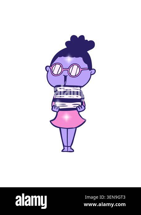glitter effect animation of cartoon woman with spectacles Stock Video ...