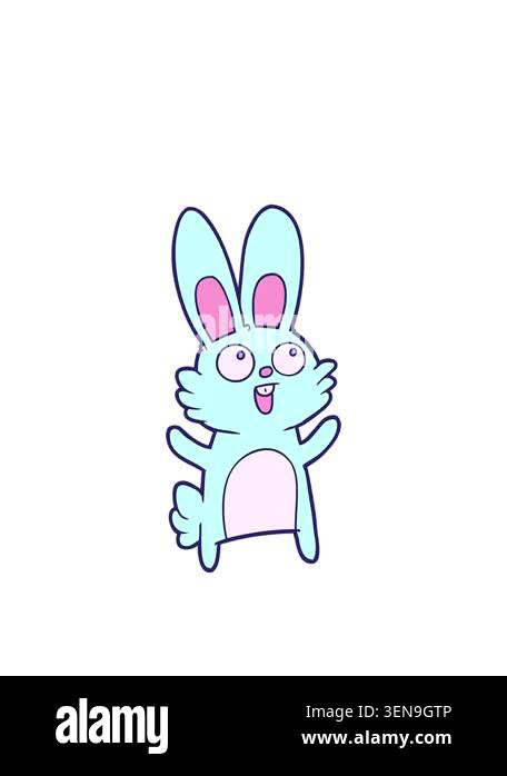 stretching up animation of happy cartoon of rabbit Stock Video Footage ...