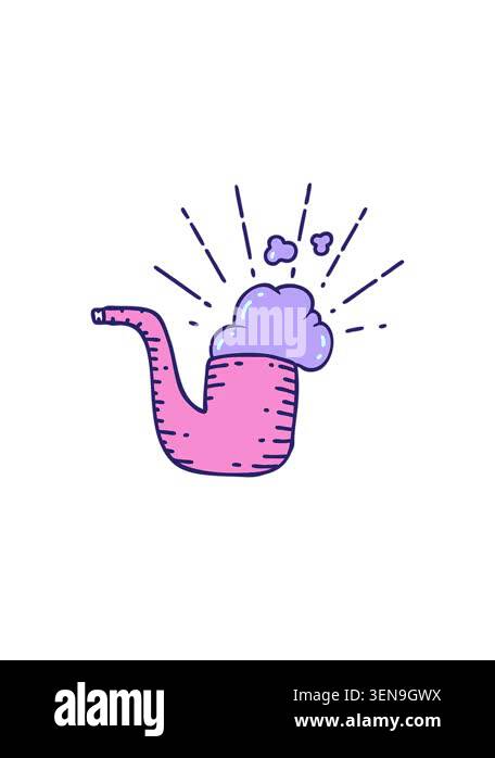 Animated pink pipe with purple smoke and yellow starbursts ...