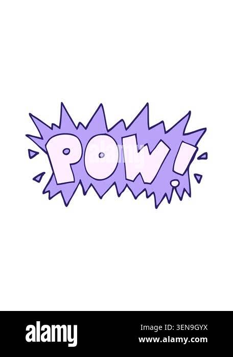 pressure popping animation of cartoon doodle of word pow Stock Video ...