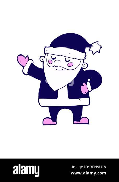 neon light effect animation of cartoon santa claus illustration Stock ...
