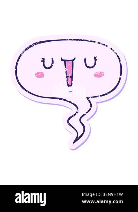 jiggle and pause animation of happy cartoon face with speech bubble ...