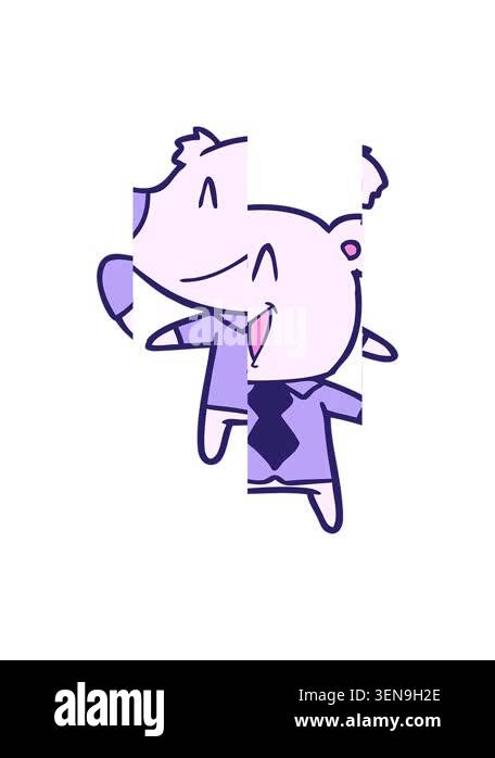 splitting motion animation of polar bear wearing shirt and tie cartoon ...