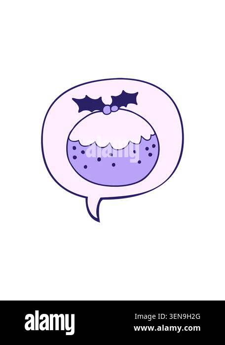 starburst effect animation of cartoon christmas pudding with speech ...