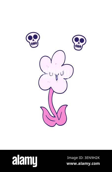 spinning skulls animation of cartoon flower with happy face Stock Video ...