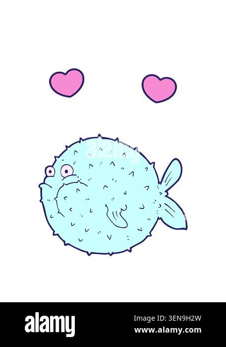 spinning hearts animation of cartoon puffer fish Stock Video Footage ...