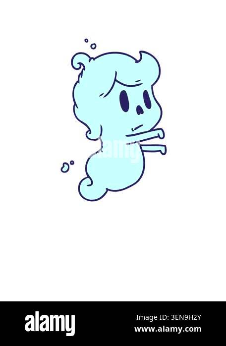 rise and float animation of cartoon illustration of a kawaii cute ghost ...