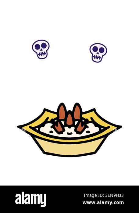 spinning skulls animation of traditional japanese rice dish in square ...