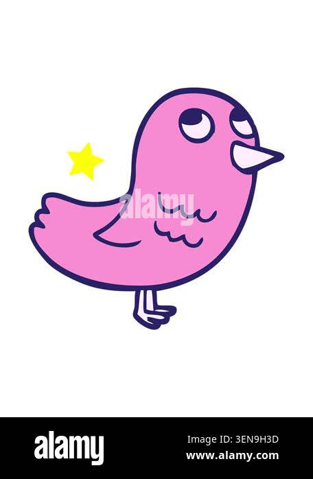 twinkling stars effect animation of cartoon doodle garden bird Stock ...