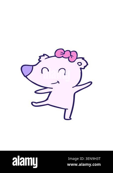 bobbing motion animation of neon color polar bear cartoon Stock Video ...