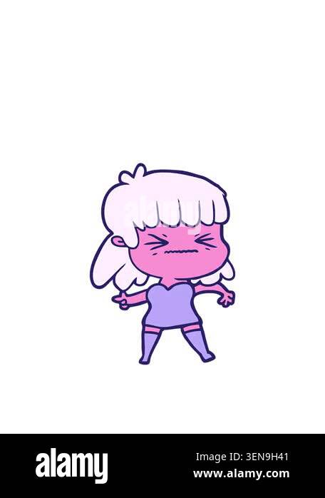 rise and float animation of neon color cartoon of woman Stock Video ...