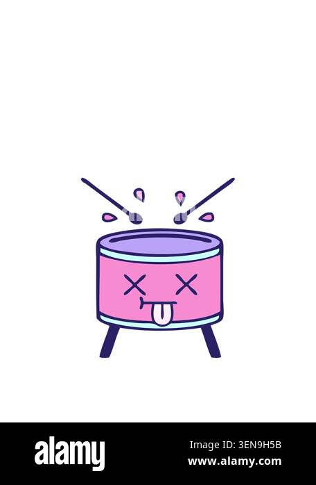 stretching up animation of cartoon of a drum design Stock Video Footage ...