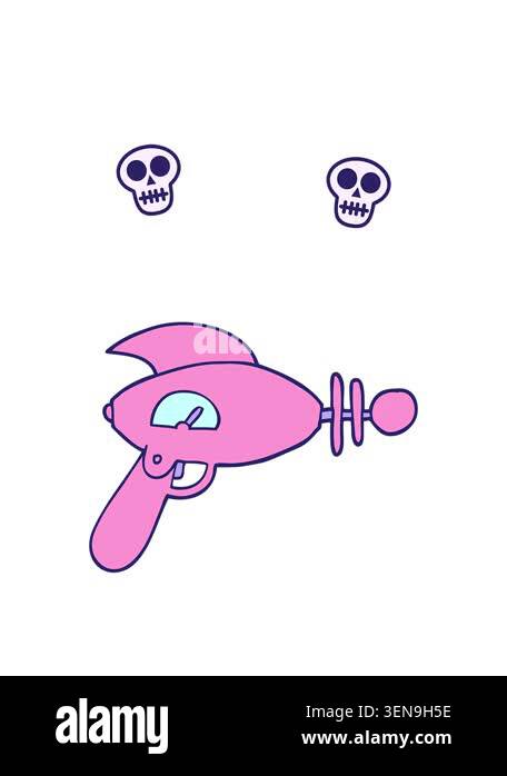 spinning skulls animation of drawing of a ray gun Stock Video Footage ...