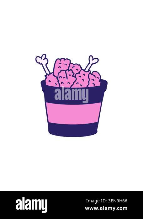 flashy sales animation of hand drawn cartoon doodle bucket of fried ...