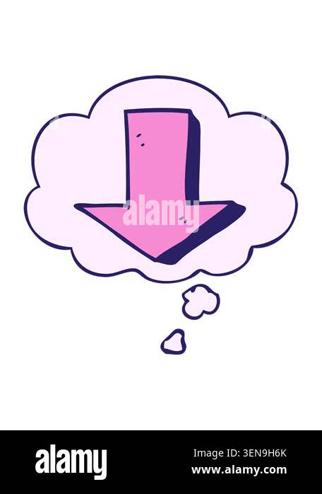 jiggle motion animation of cartoon pointing arrow with thought bubble ...