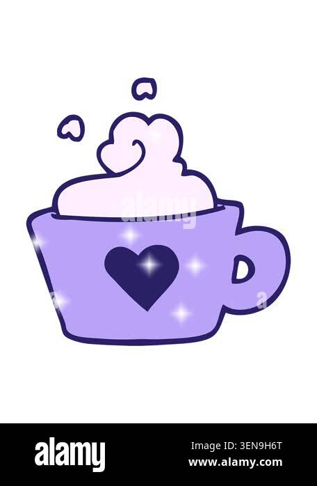 glitter effect animation of hand drawn doodle style cartoon cup of ...