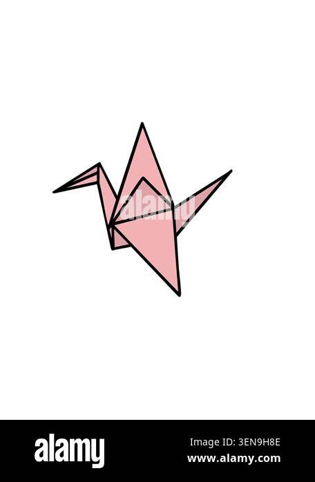 horizontally vibrating animation of japanese folded paper origami crane ...
