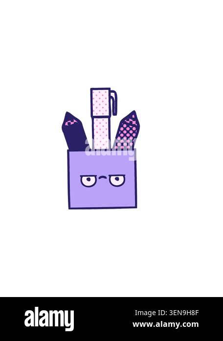 horizontally vibrating animation of comic book style of a pencil pot ...
