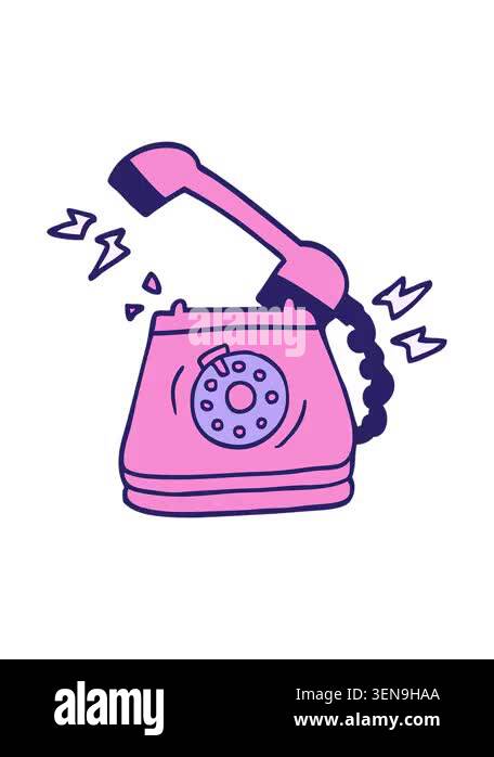 pixelize effect animation of cartoon doodle old rotary dial telephone ...