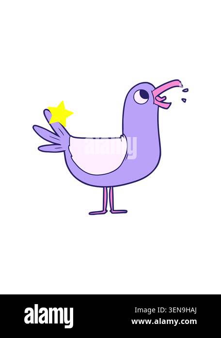 twinkling stars effect animation of Cartoon doodle of bright Bird Stock ...