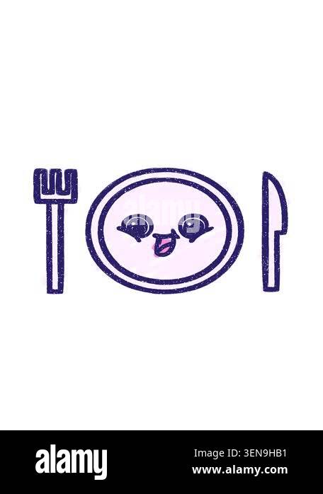 bobbing motion animation of Dinner Set Chalk Drawing Stock Video ...