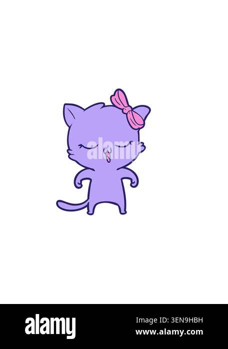 horizontally vibrating animation of cartoon cat with bow on head Stock ...