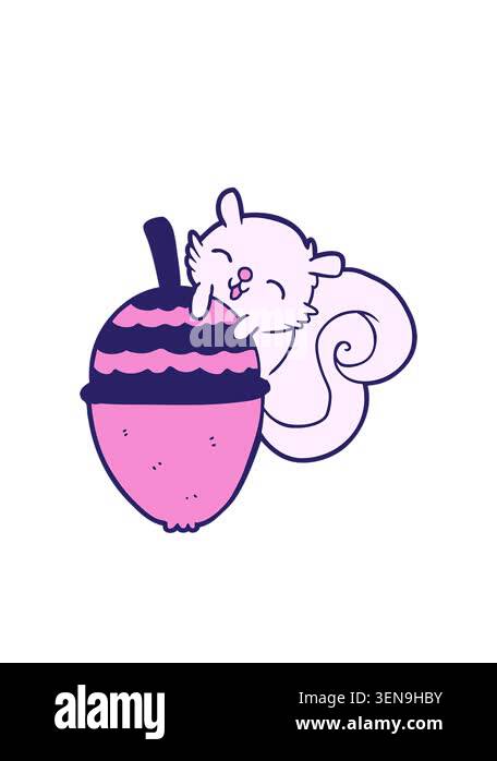 blinking radial lines animation of cartoon little squirrel and huge ...