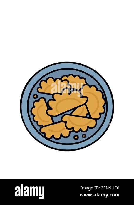 stretching up animation of traditional fried brazil fogazza pastry ...