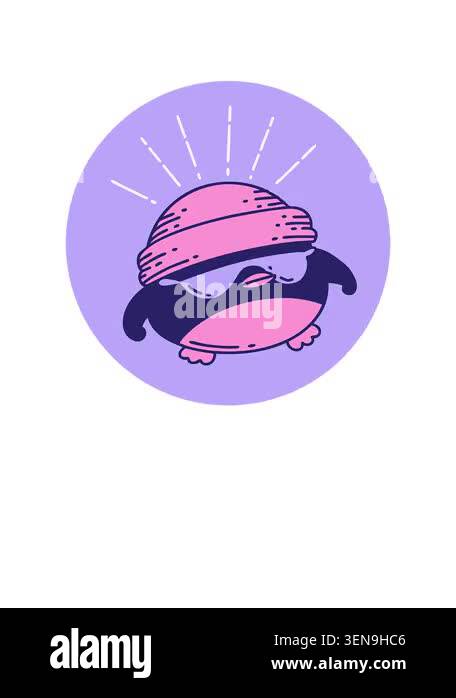rise and float animation of icon of a tattoo style cool robin Stock ...