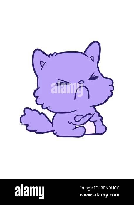shivering motion animation of cute cartoon angry cat Stock Video ...