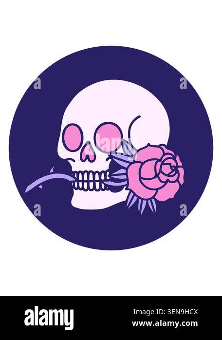 shine light effect animation of iconic tattoo style image of a skull ...