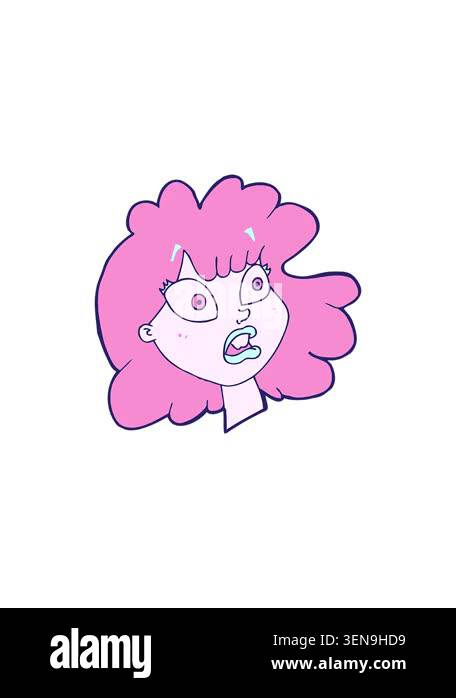 radioactive glowing animation of cartoon shocked female face Stock ...