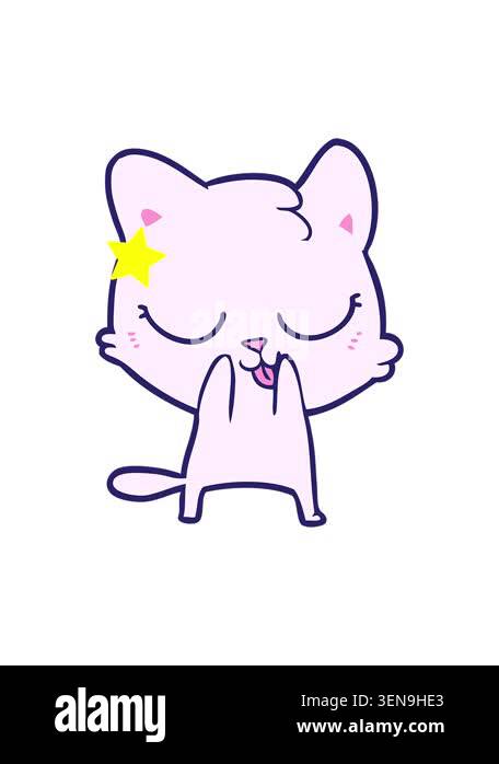 twinkling stars effect animation of cartoon of cat fun drawing Stock ...